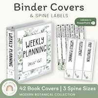 Modern Boho Binder Covers and Spines EDITABLE - Etsy