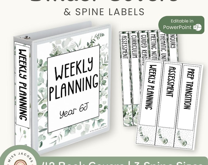 Eucalyptus and Gold Binder Covers | Editable | Botanical Classroom ...