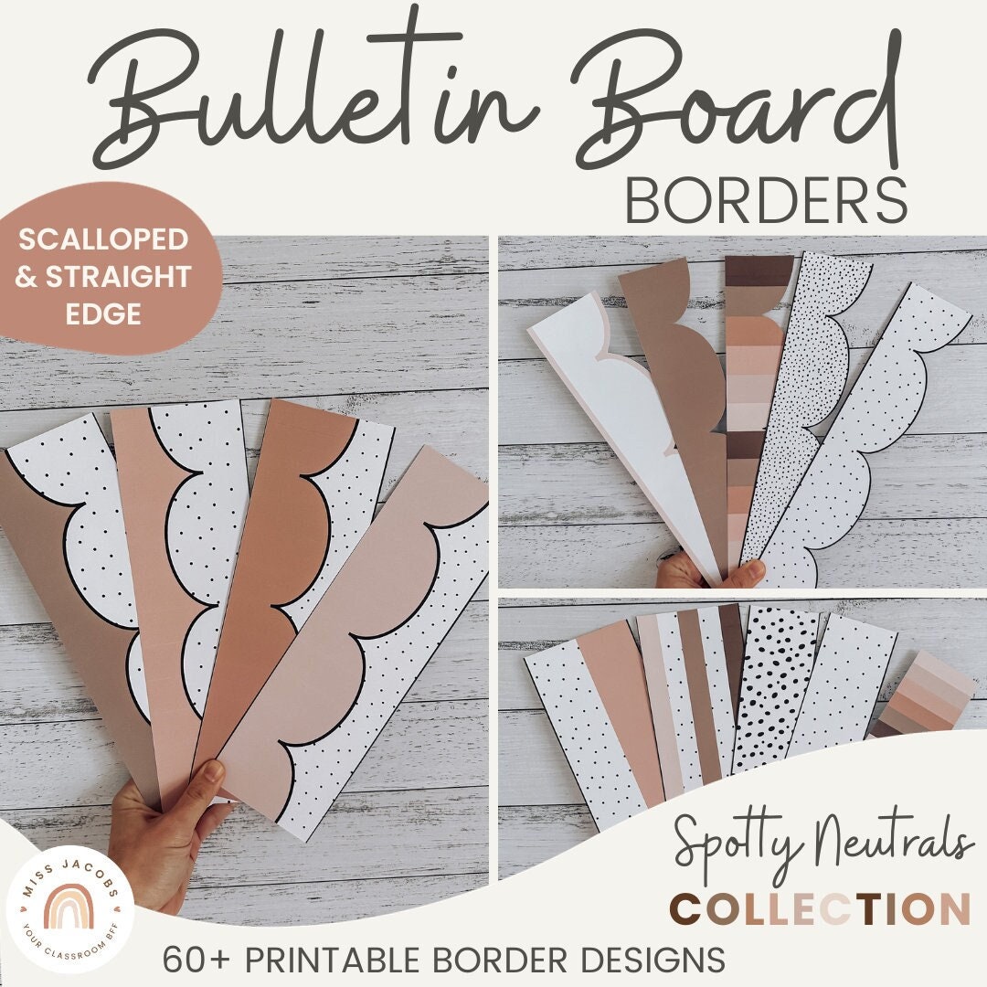 Bulletin Board Borders | Spotty Neutrals Classroom Decor | Printable ...