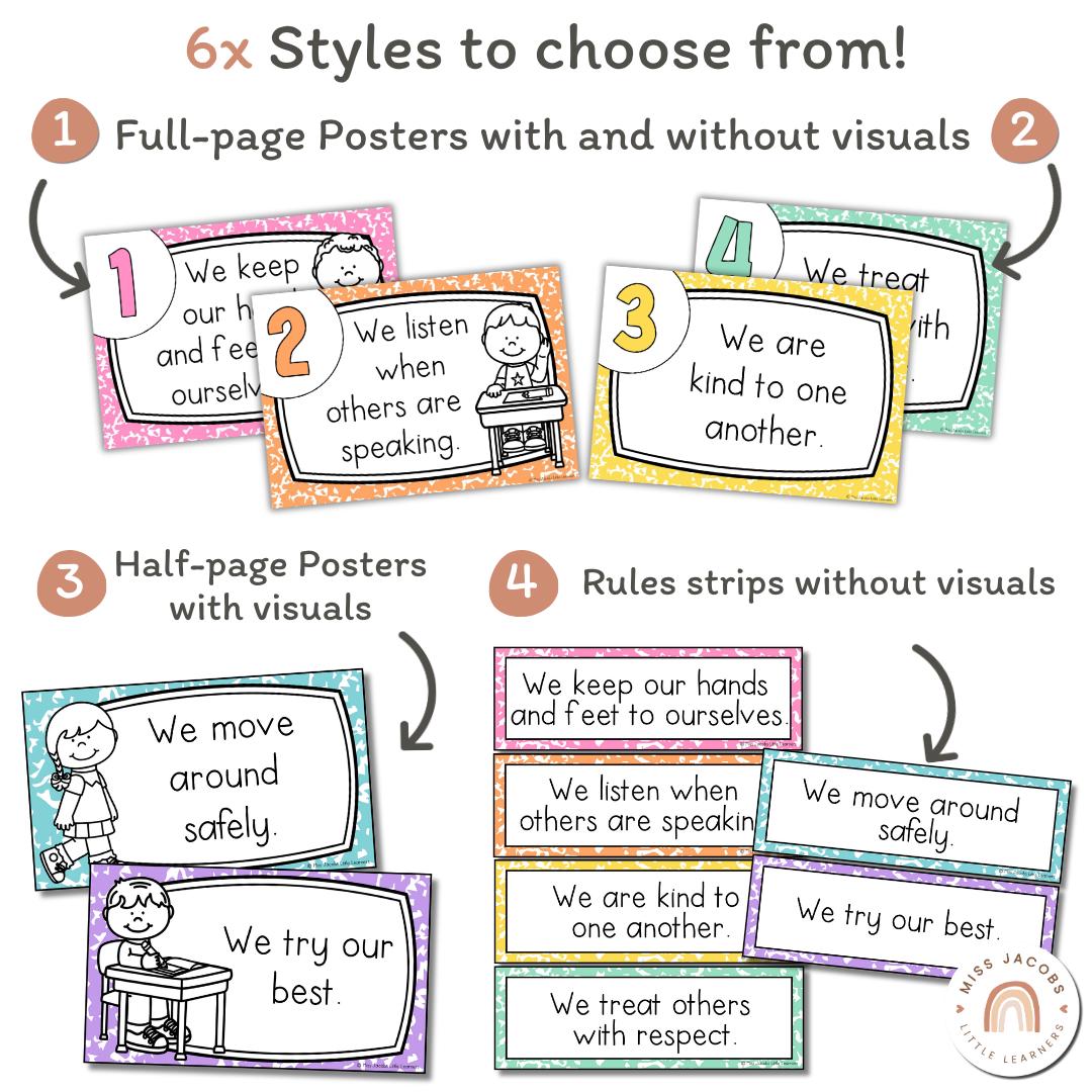 Cutesy Classroom Rules and Expectations Posters, Editable Rules for ...