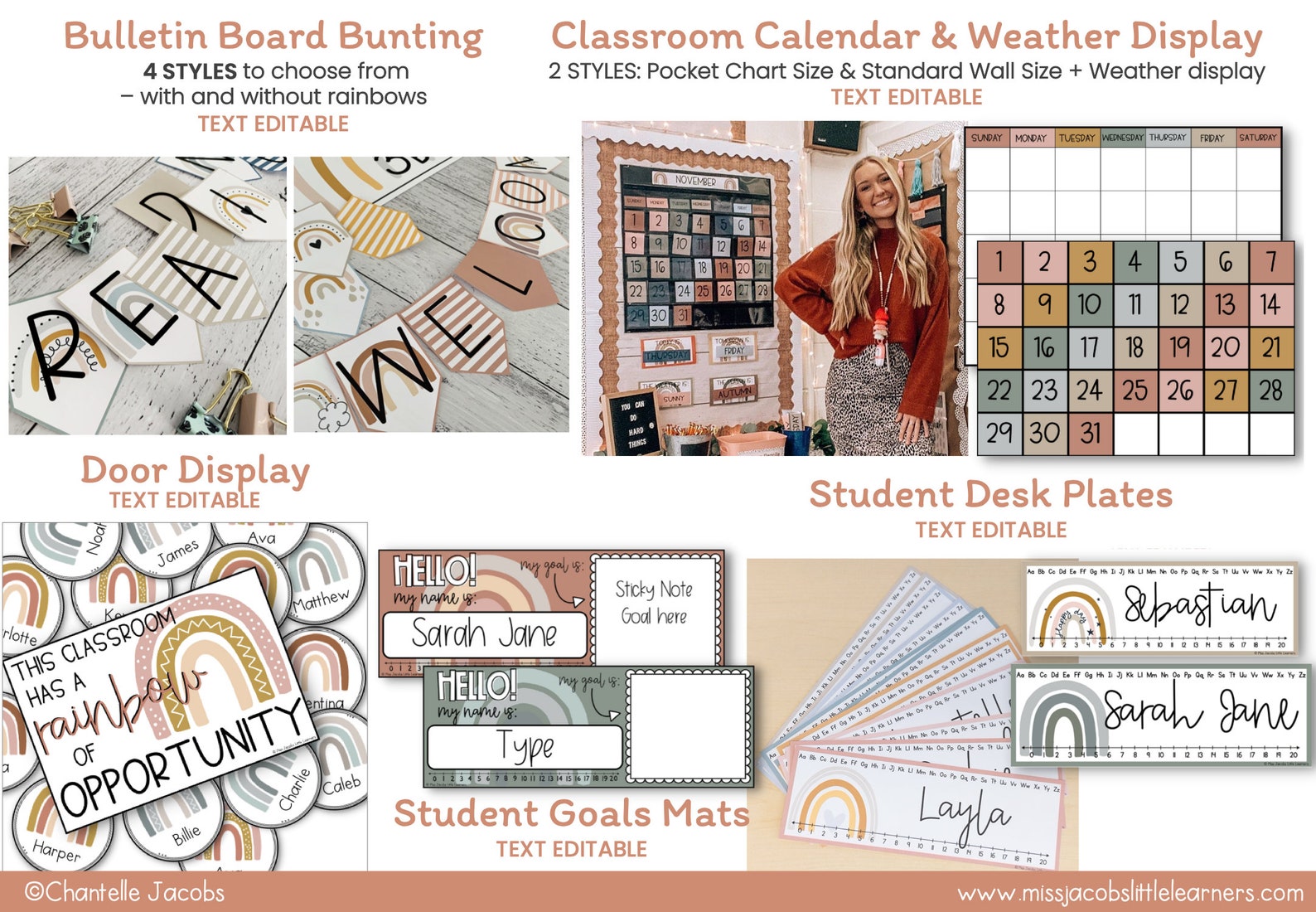 BOHO RAINBOW Classroom Decor Bundle Editable Neutral - Etsy