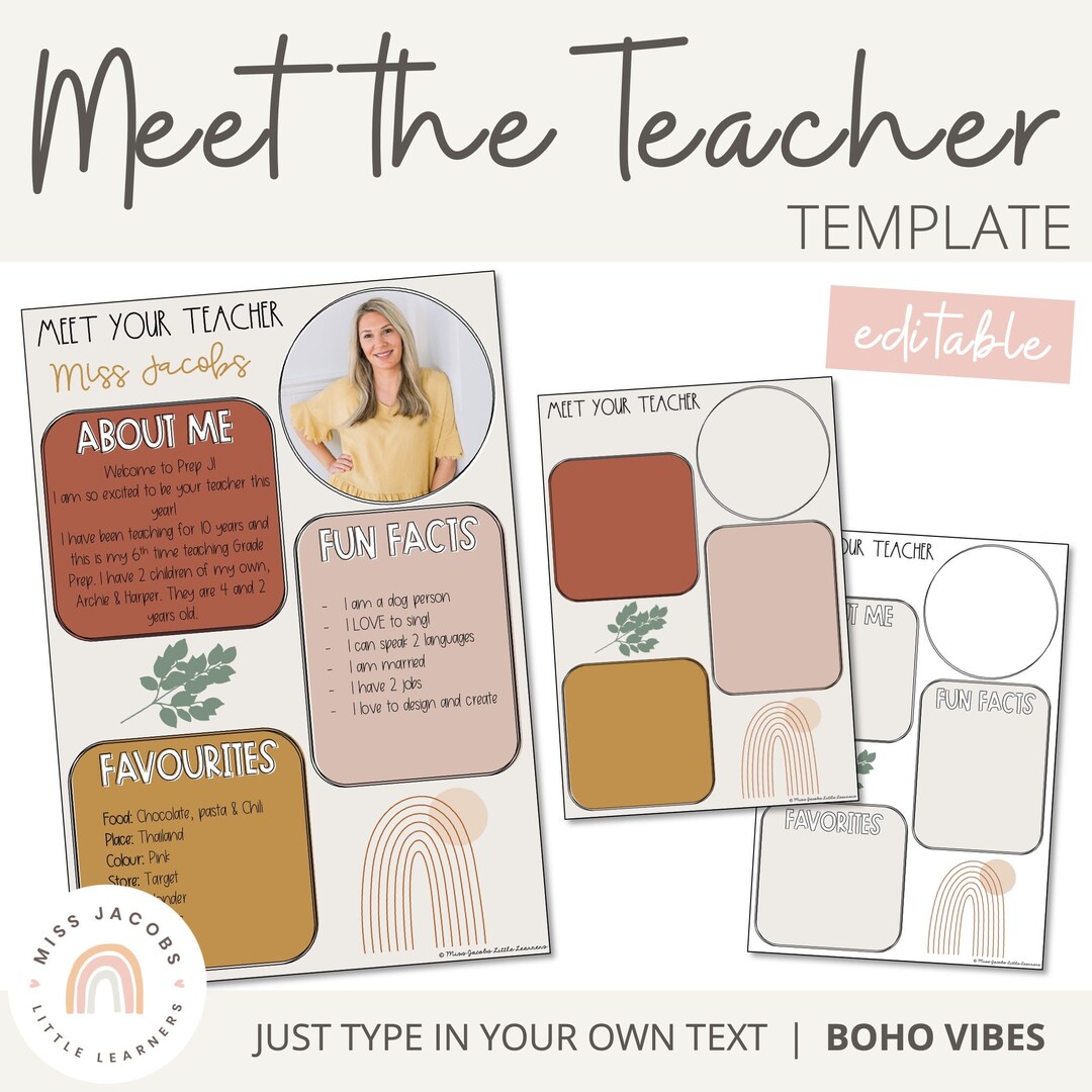 BOHO VIBES Meet the Teacher | Editable | Desert Neutral Classroom Decor ...