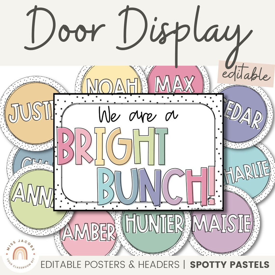 SPOTTY PASTELS Door Display Editable - Etsy