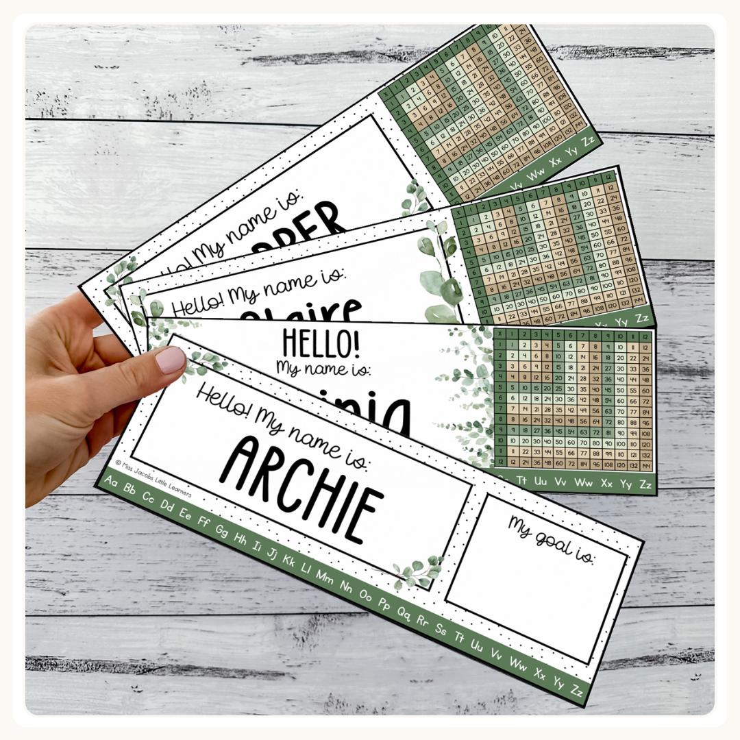 Student Desk Name Tags With Goals, Editable Farmhouse Desk Mats With ...