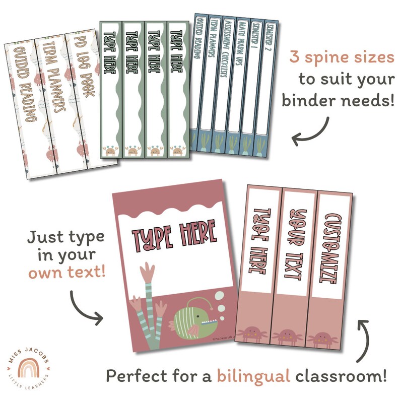 Binder Covers and Spines: Cute Sea Life Classroom Folder Covers ...