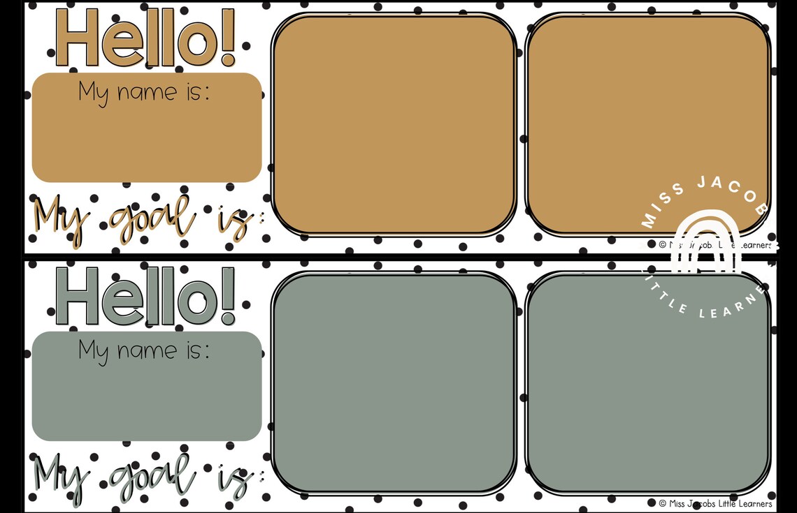 Student Name & Goals Plates SPOTTY BOHO EDITABLE - Etsy