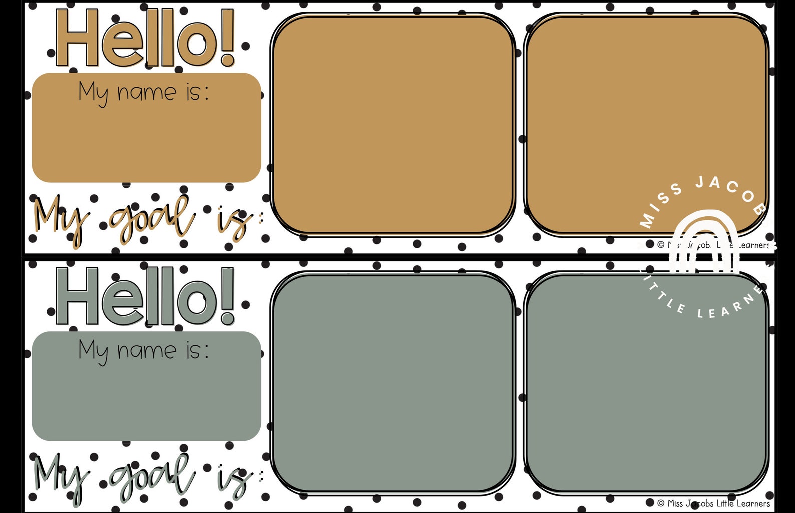 Student Name & Goals Plates SPOTTY BOHO EDITABLE - Etsy