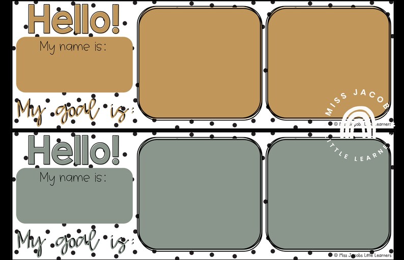 Student Name & Goals Plates SPOTTY BOHO EDITABLE - Etsy