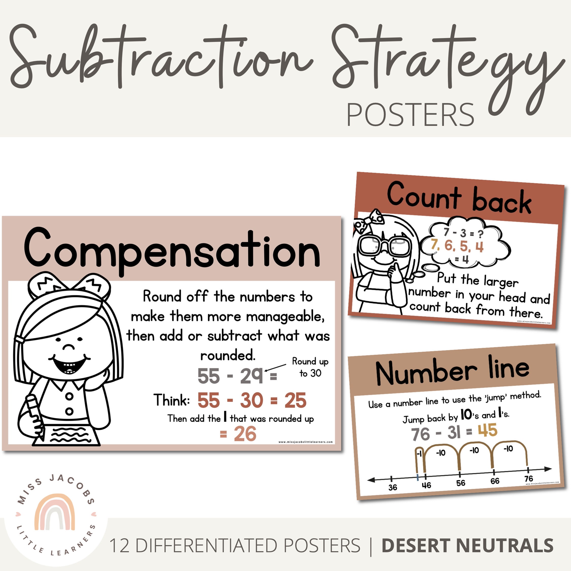 DESERT NEUTRAL Math Posters Bundle Boho Color Palette - Etsy UK