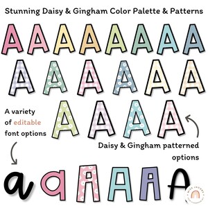 Bulletin Board Lettering Pack Daisy Gingham Pastel Classroom - Etsy