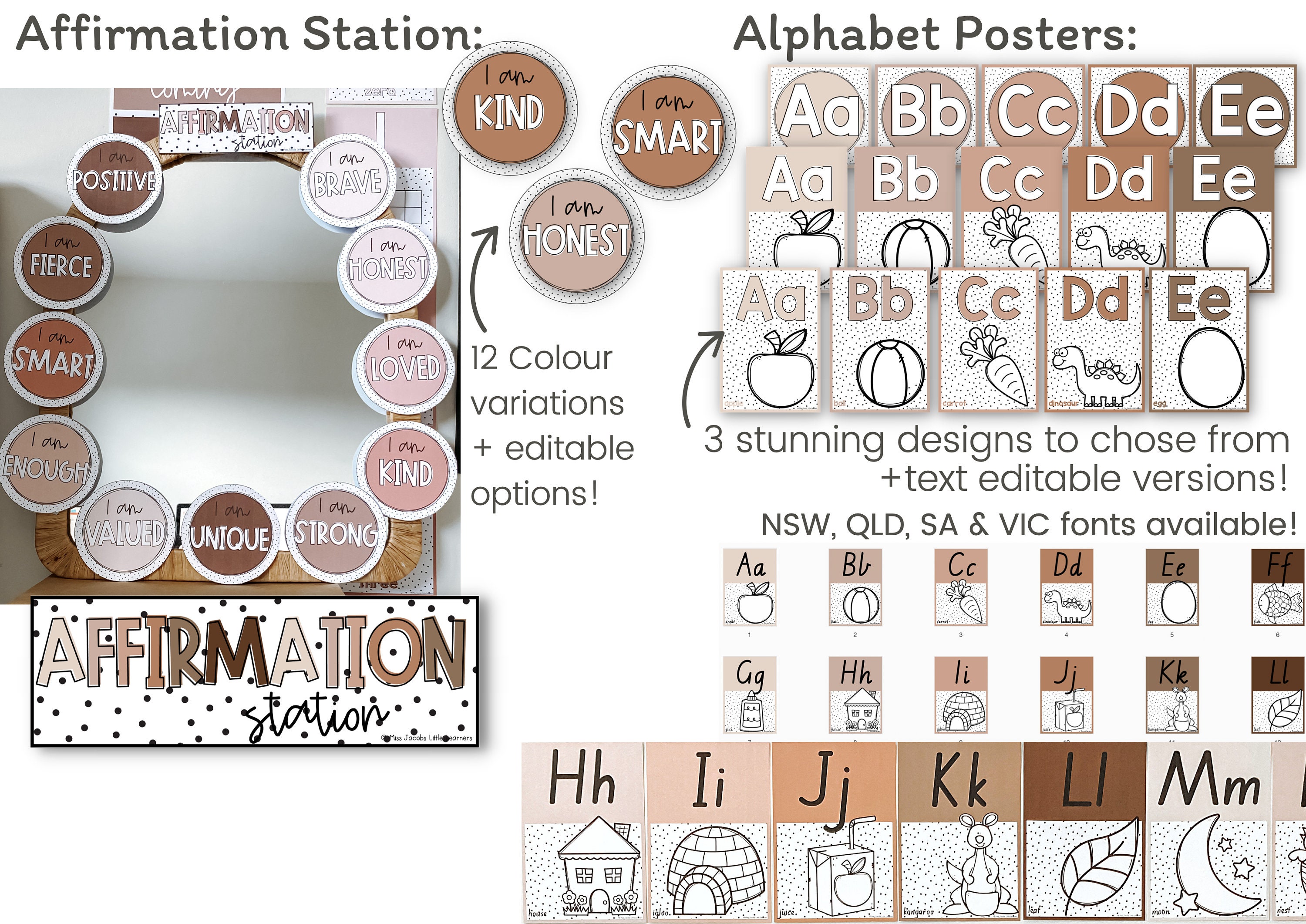 SPOTTY NEUTRALS Classroom Decor Bundle BW Neutrals Ombré - Etsy UK