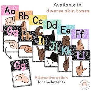 Cutesy ASL Alphabet Posters, Printable American Sign Language Classroom ...