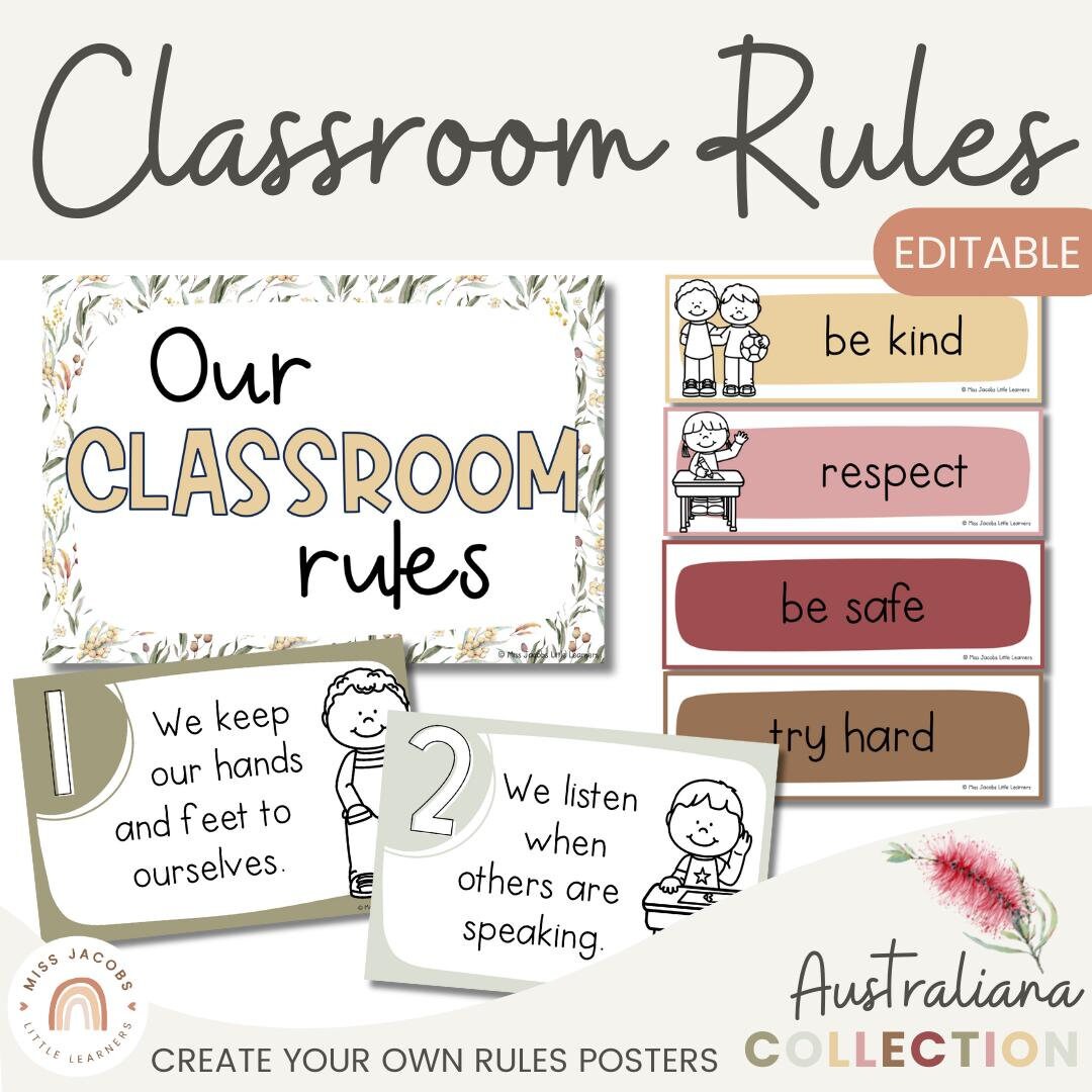 Classroom Rules Posters for Classroom Management | Australiana ...