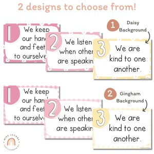 Classroom Rules Posters for Classroom Management Daisy Gingham Pastel ...