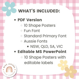 Shape Posters | Daisy Gingham Pastels Classroom Decor | Editable - Etsy