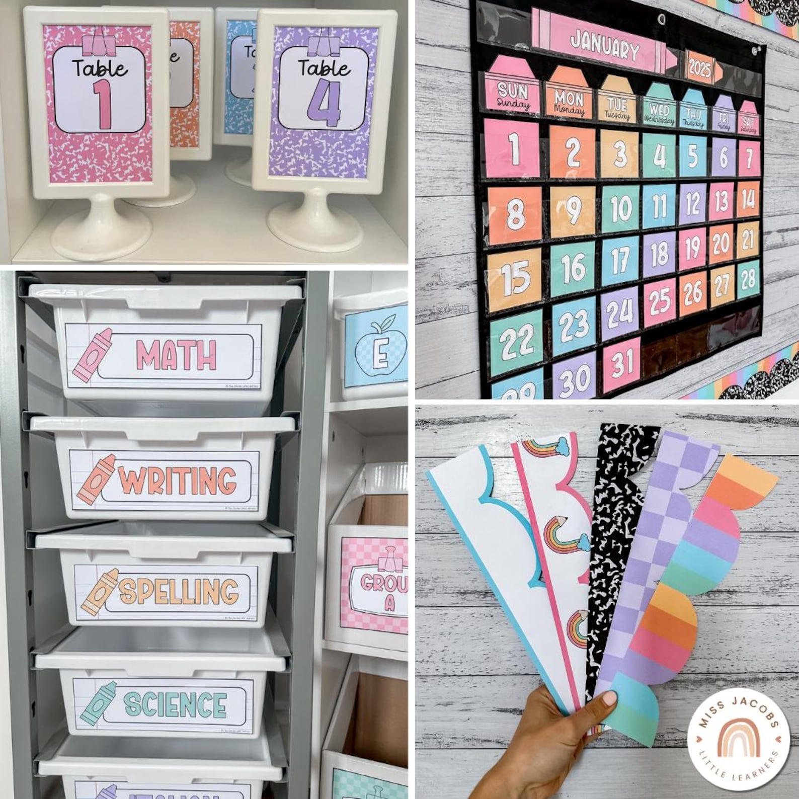 Cutesy Classroom Decor Bundle, Bright Rainbow Composition Notebook ...