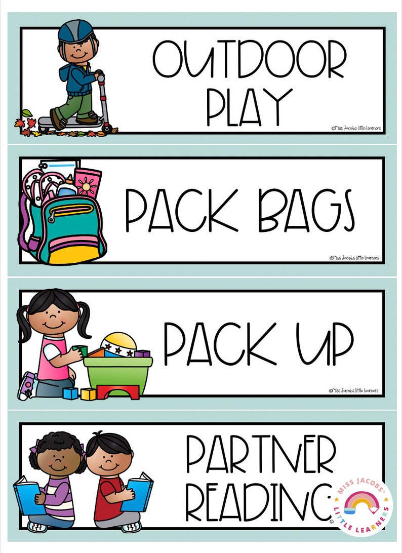 MODERN RAINBOW Visual Timetable Editable Calm Colors | Etsy