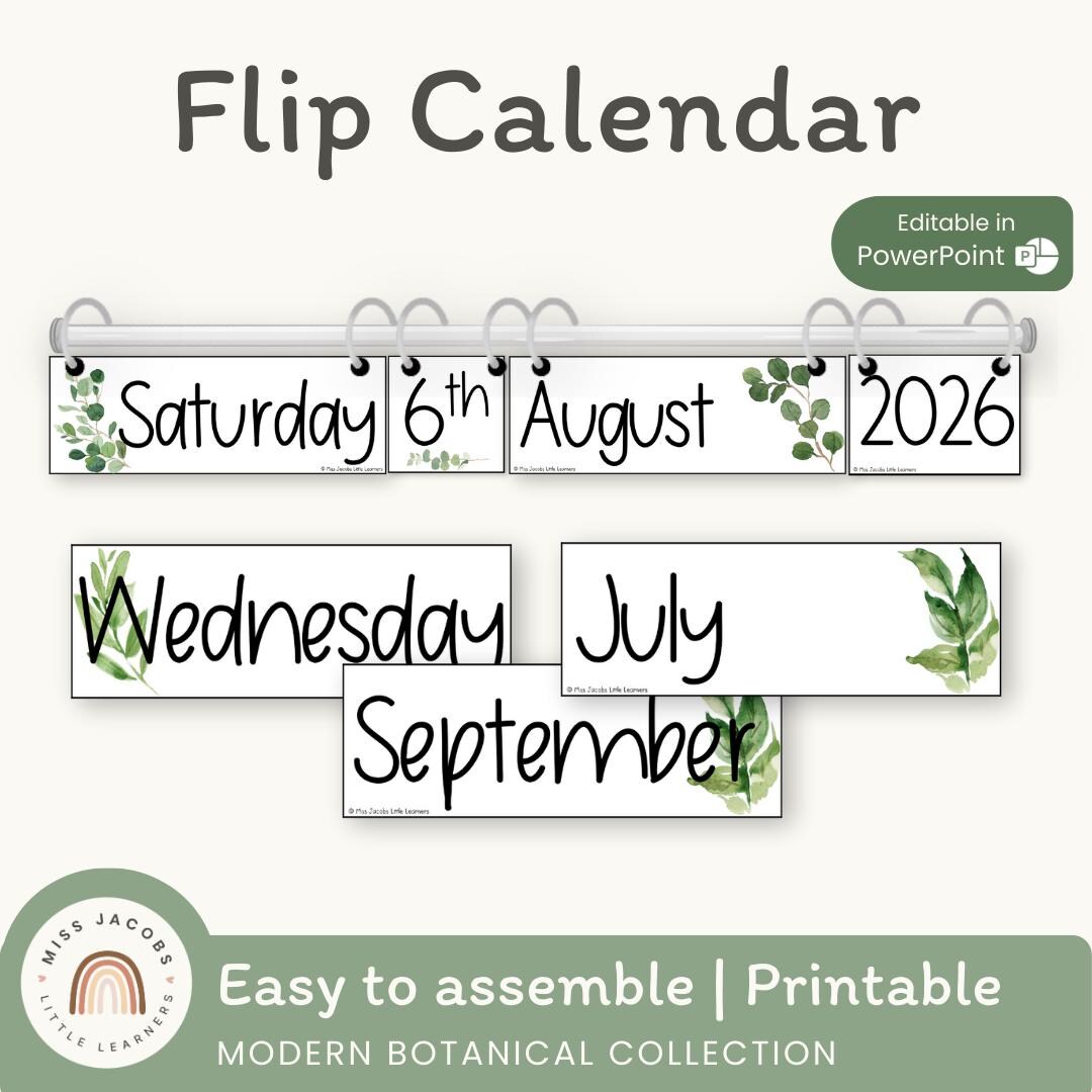 Flip Calendar | Botanical Modern Farmhouse Themed Classroom Decor ...