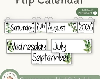 Flip Calendar | Botanical Modern Farmhouse Themed Classroom Decor ...