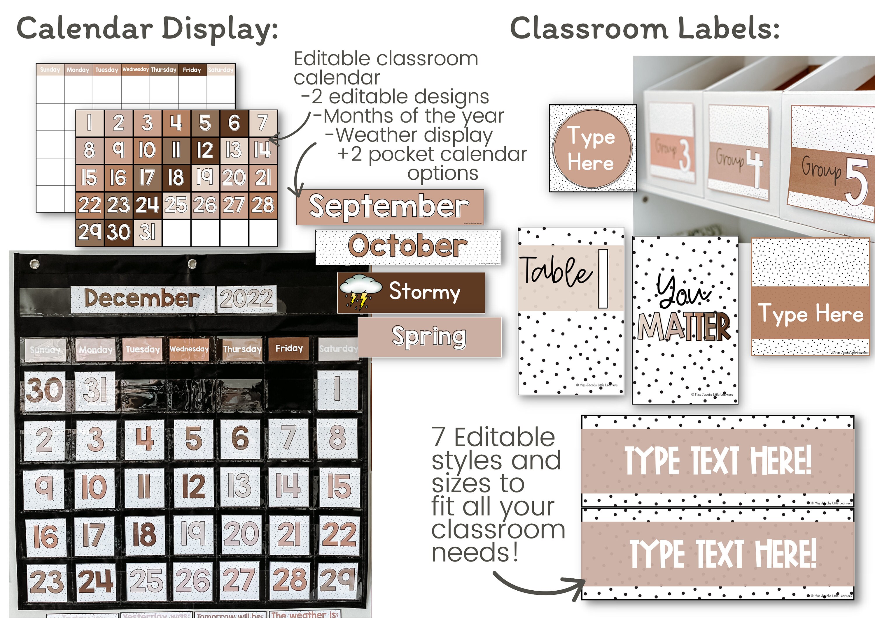 SPOTTY NEUTRALS Classroom Decor Bundle | B+W Neutrals | Ombré and ...