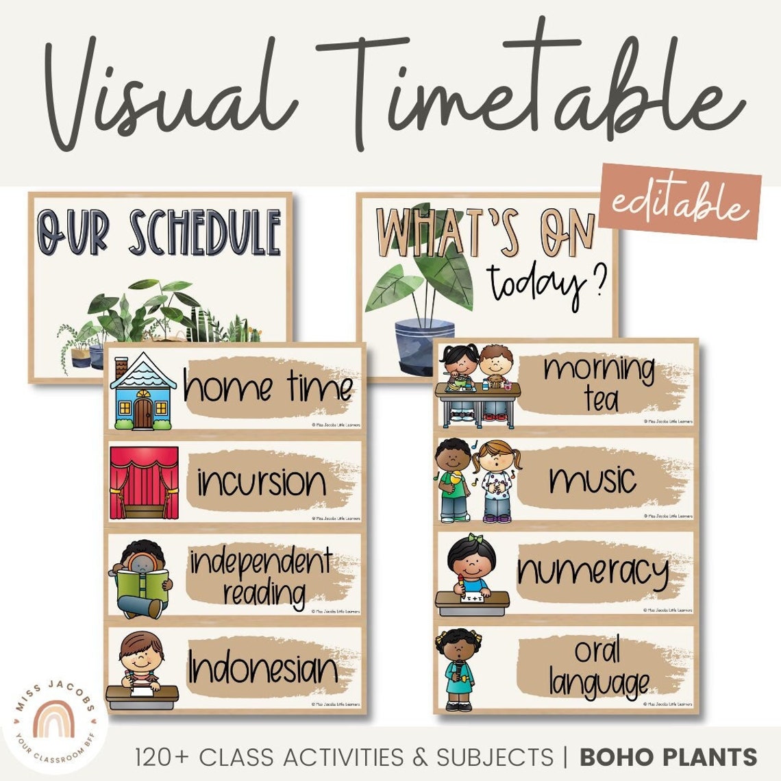 Modern Boho Plants Visual Timetable Rustic Neutral Classroom - Etsy