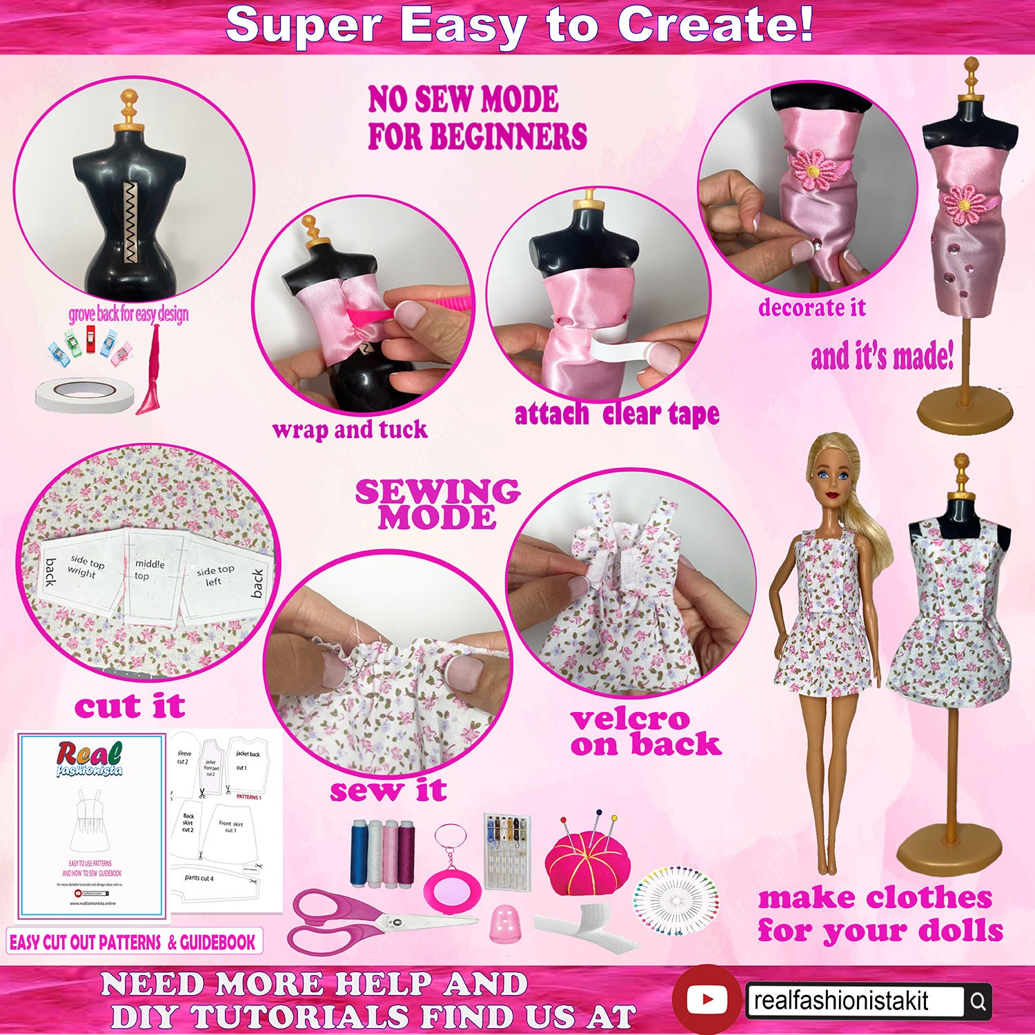 Fashion Design Kit for Kids, Fashion Sewing Craft Kit for Girls ...