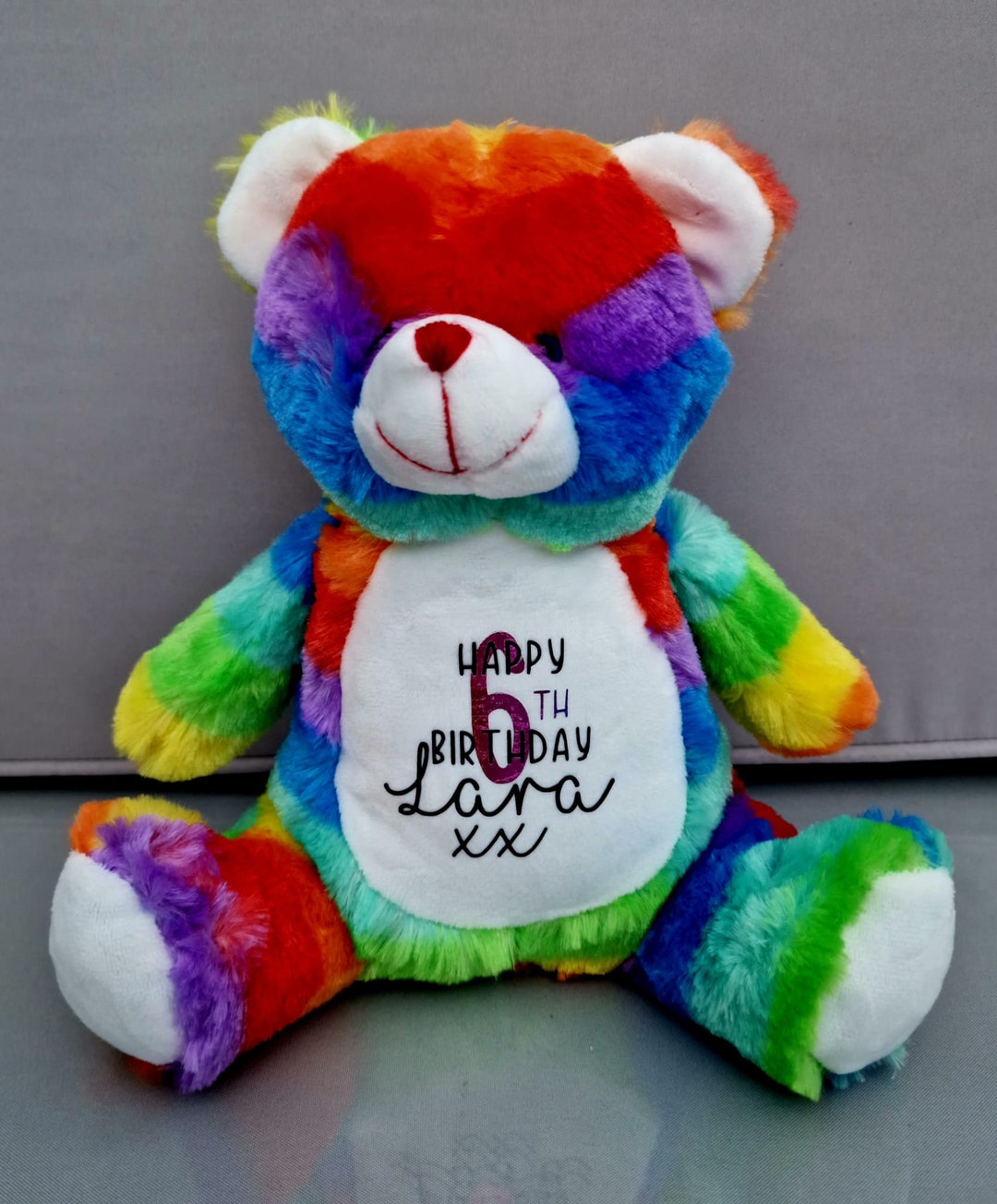 Personalised Mumbles Plush Toy, Mumbles Mini Print Me Teddy, Rainbow ...