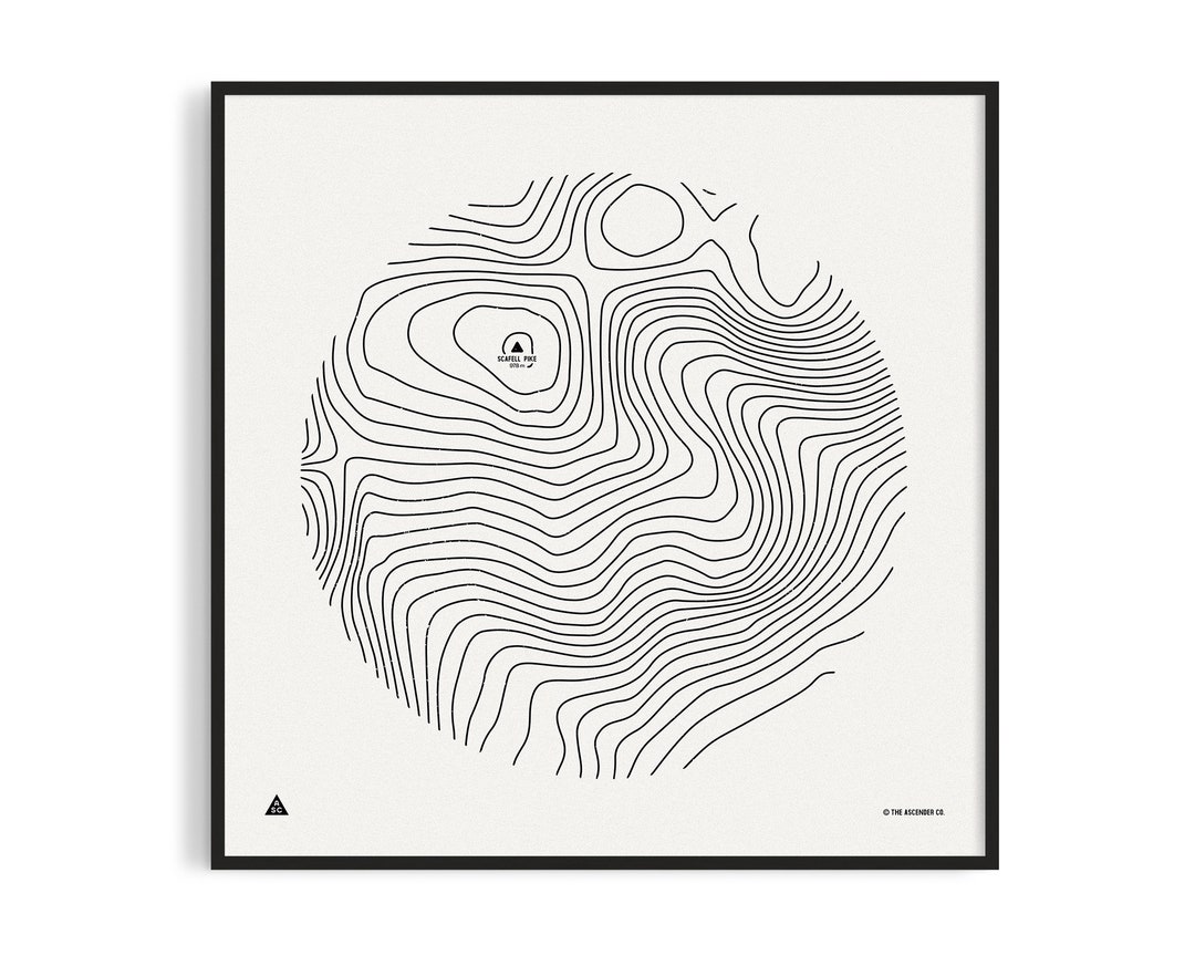 Scafell Pike, Topographic Art Print, Graphic Poster, Woodcut Style - Etsy