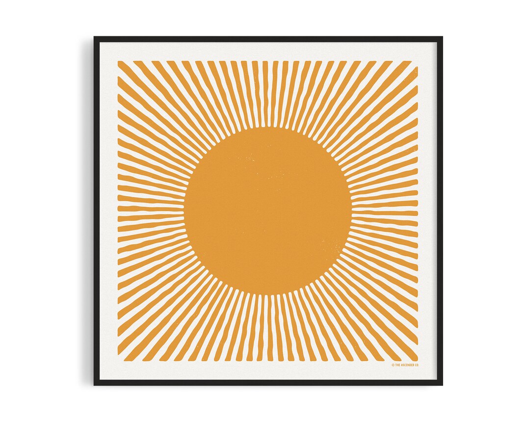 Sunshine Art Print, Graphic Poster, Woodcut Style, Summer - Etsy