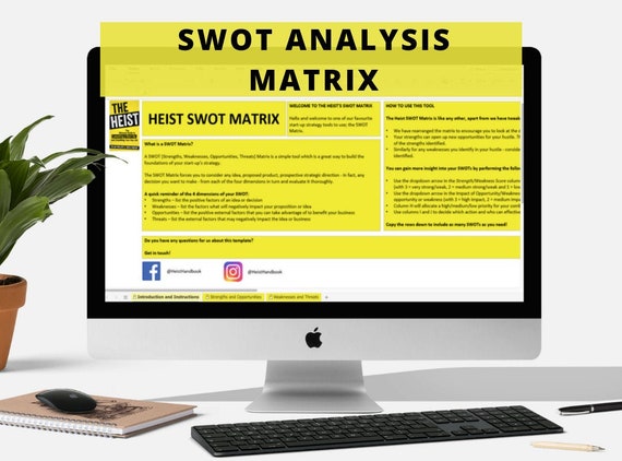 SWOT Analysis Matrix Automated Spreadsheet Template Start | Etsy