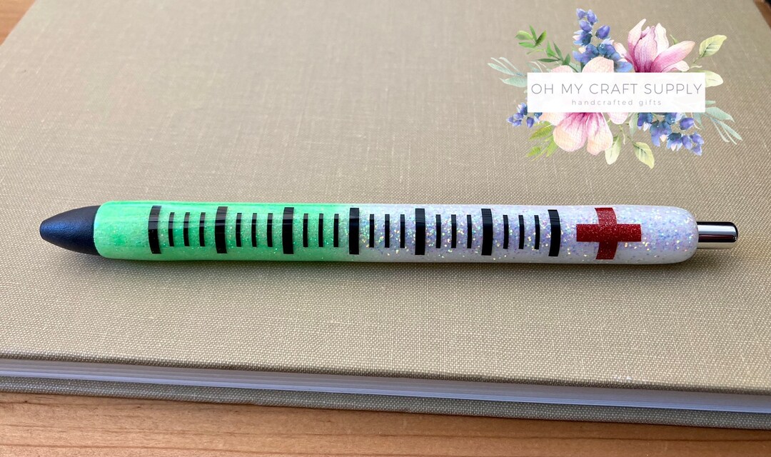 Green Glitter Medical Theme Pen, Glitter Syringe Pen, Nurse Pen, Doctor ...
