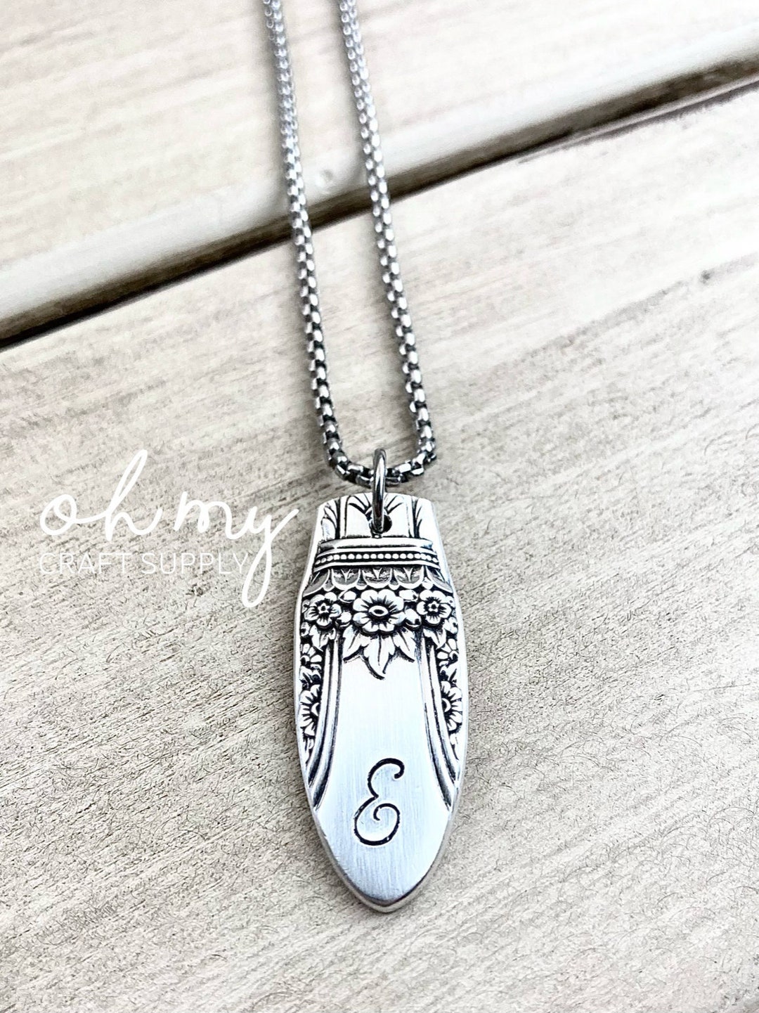 Vintage Silverware Pendant, Personalized Jewelry, Initial Necklace ...