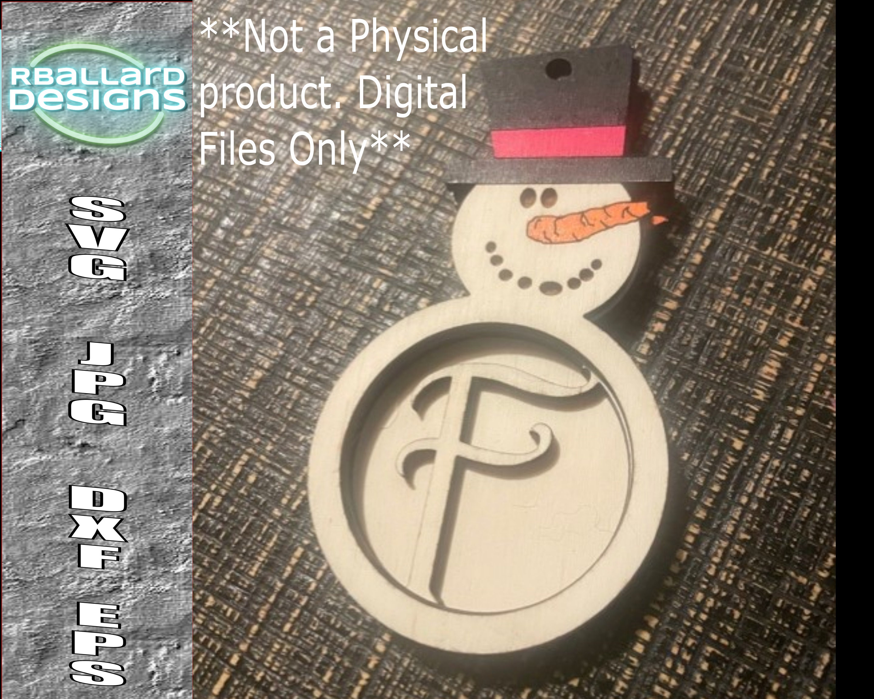 Snowman Monogram Ornament SVG PNG JPG Eps - Etsy