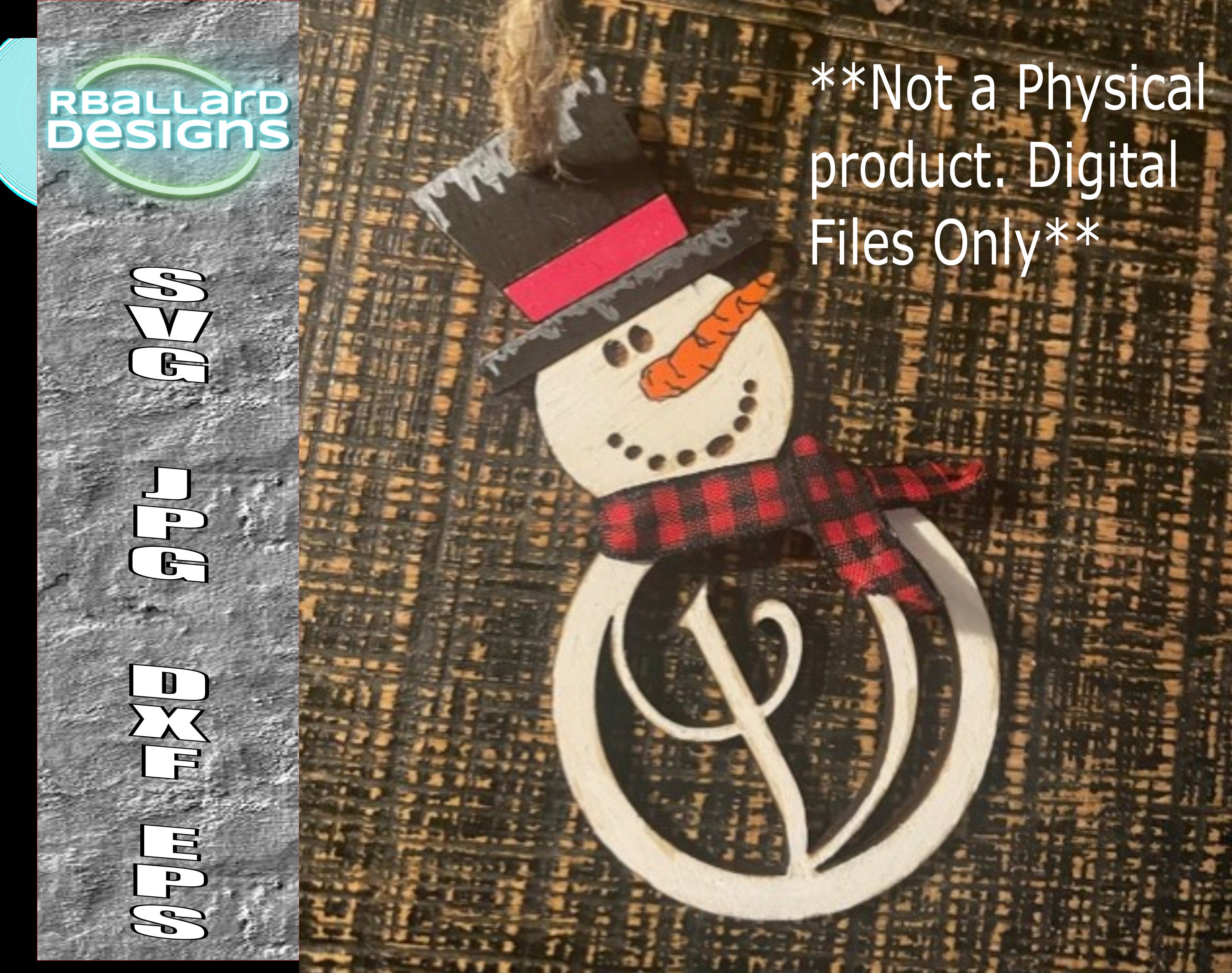 Snowman Monogram Ornament SVG PNG JPG Eps - Etsy