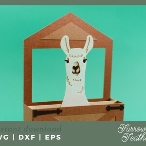 Llama Stall Pop up Box Card Template | 3D Papercut SVG Card Cut File ...