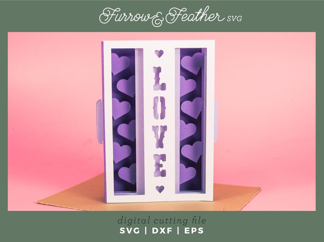 Love Vertical Card SVG: 3D Valentine's Day Card Cut File (digital ...