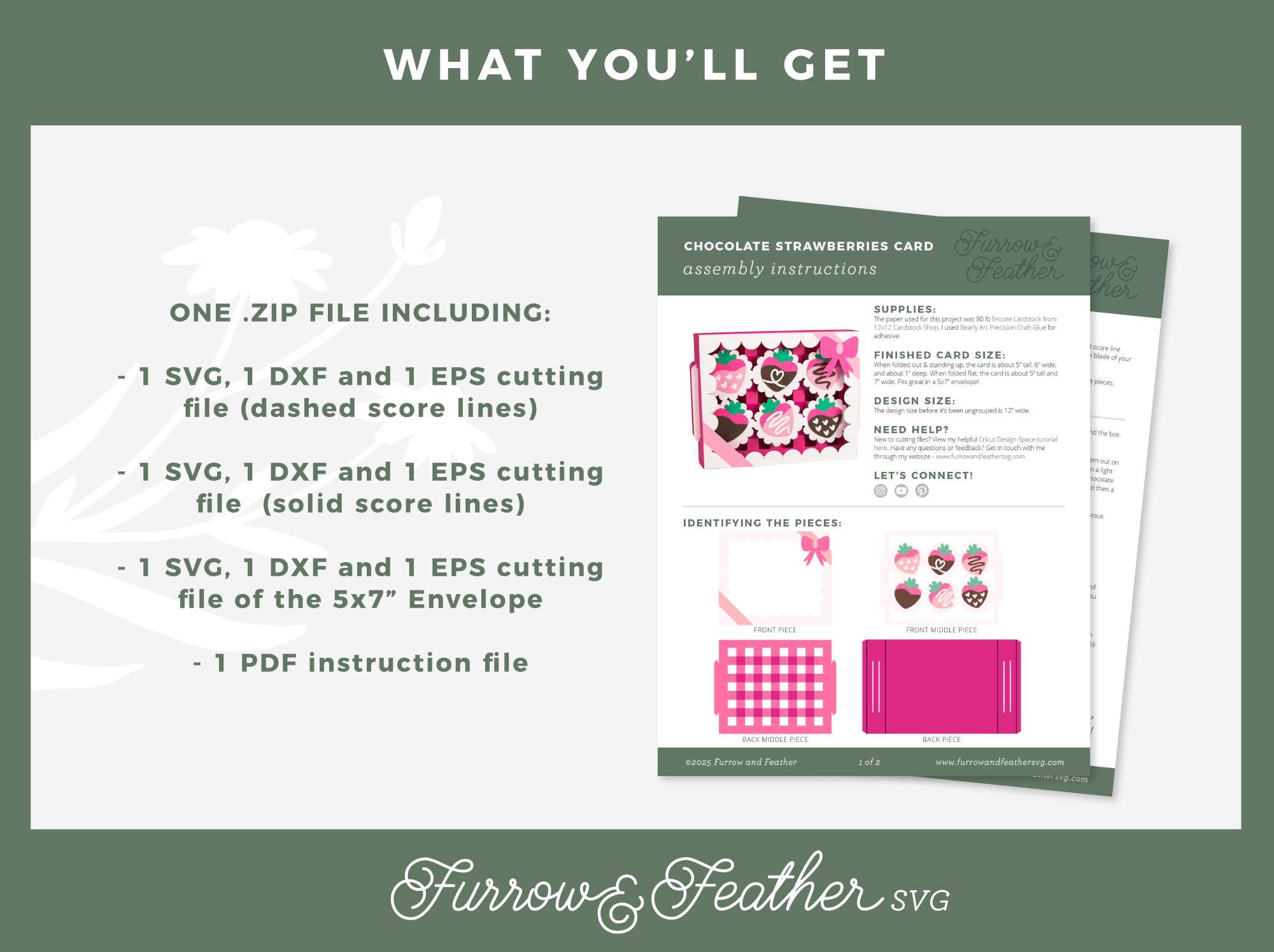 Chocolate Covered Strawberries Card SVG: 3D Valentine's Day Card Cut ...