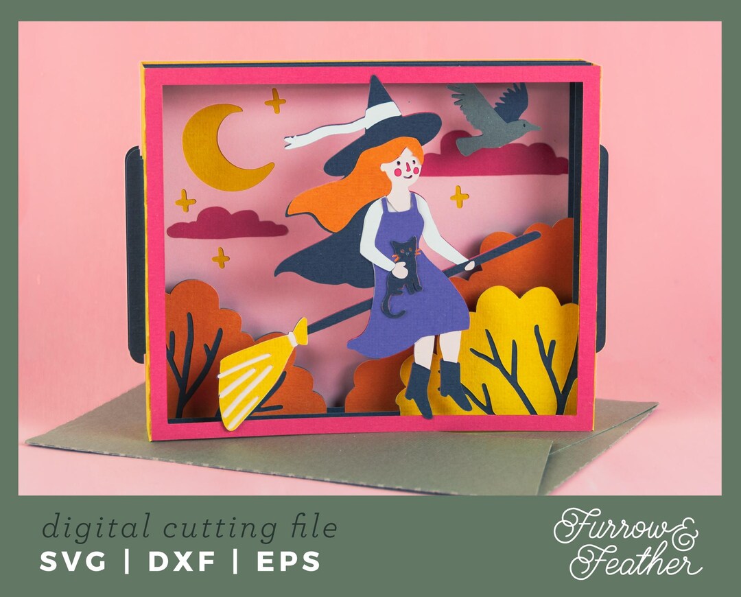 Halloween Witch Pop up Card SVG: 3D Papercut Template (digital Download ...