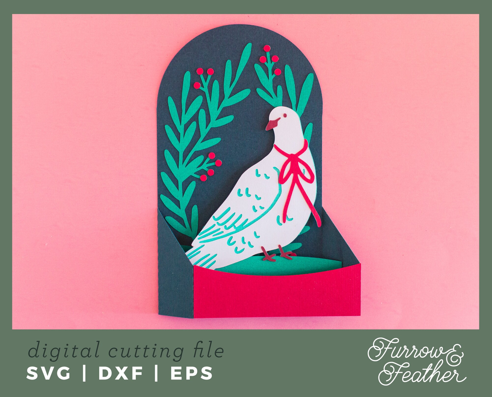 Christmas Dove Box Card Template 3D Papercut SVG Card Cut - Etsy