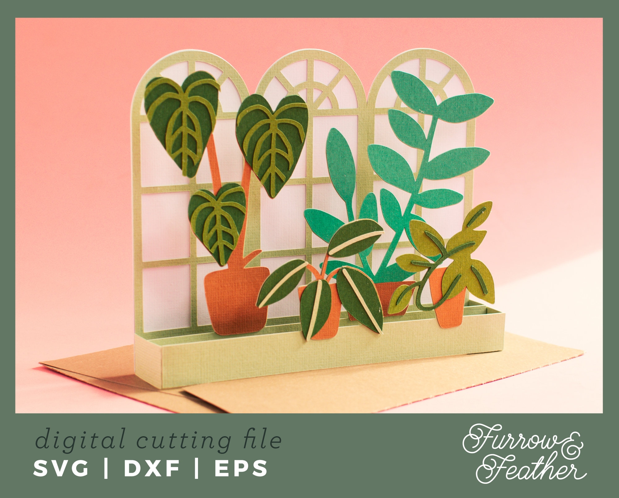 Window Pane With Plants Box Card Template 3D Papercut SVG - Etsy