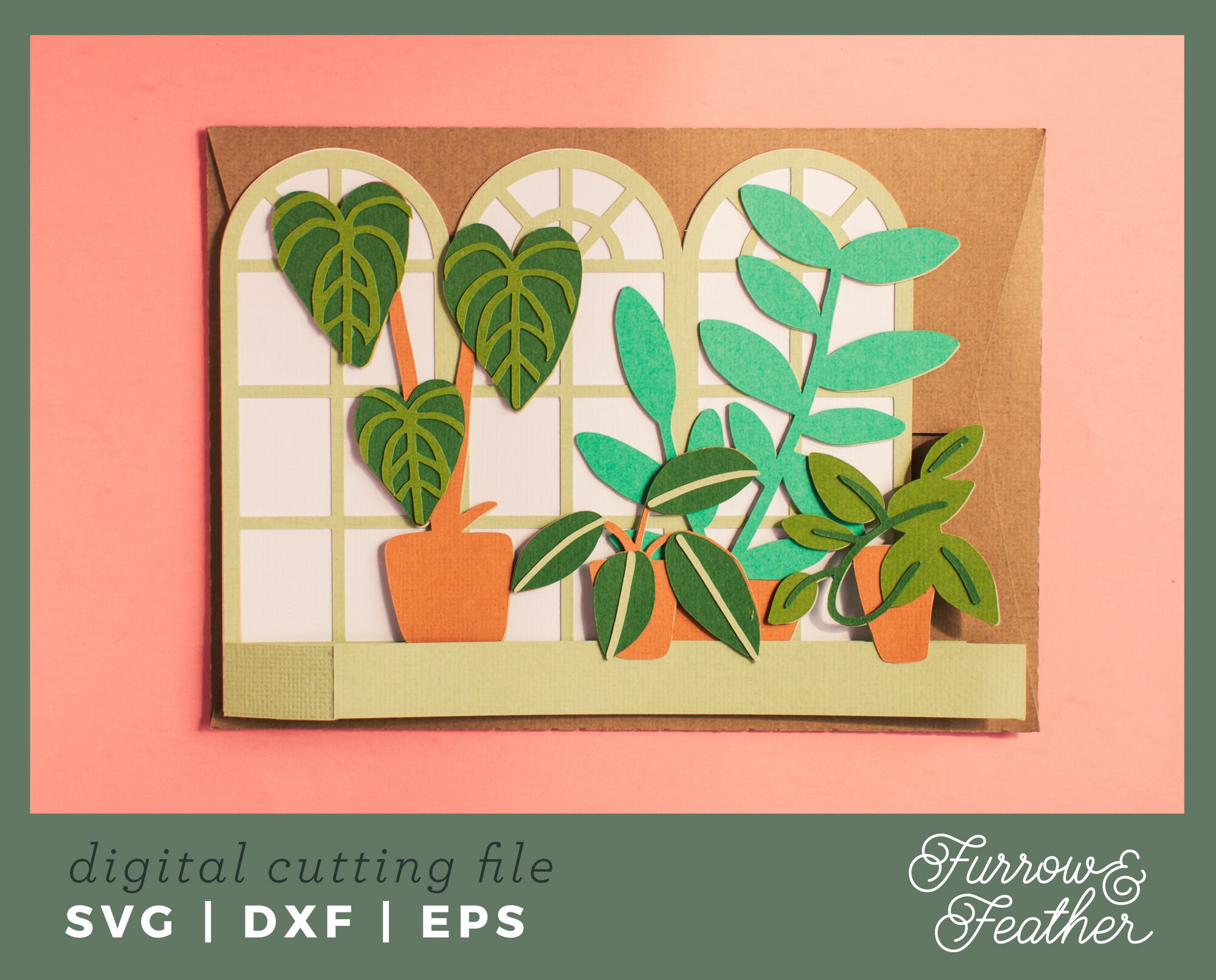 Window Pane With Plants Box Card Template 3D Papercut SVG - Etsy