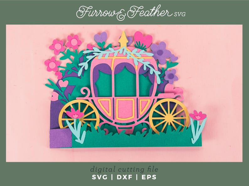 3D Princess Carriage Card SVG: Fairytale Birthday Card Cutting File ...