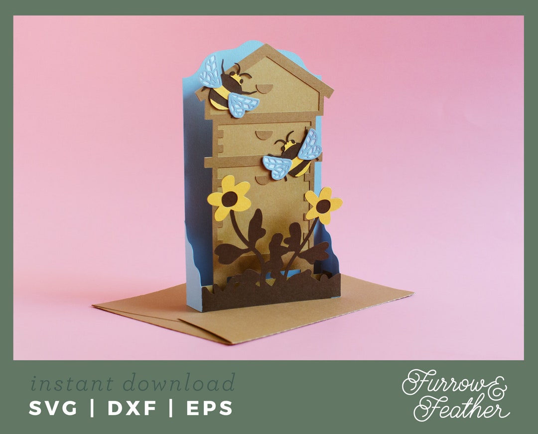 Bee Hive Pop up Card Template: 3D Papercut SVG (digital Download) - Etsy