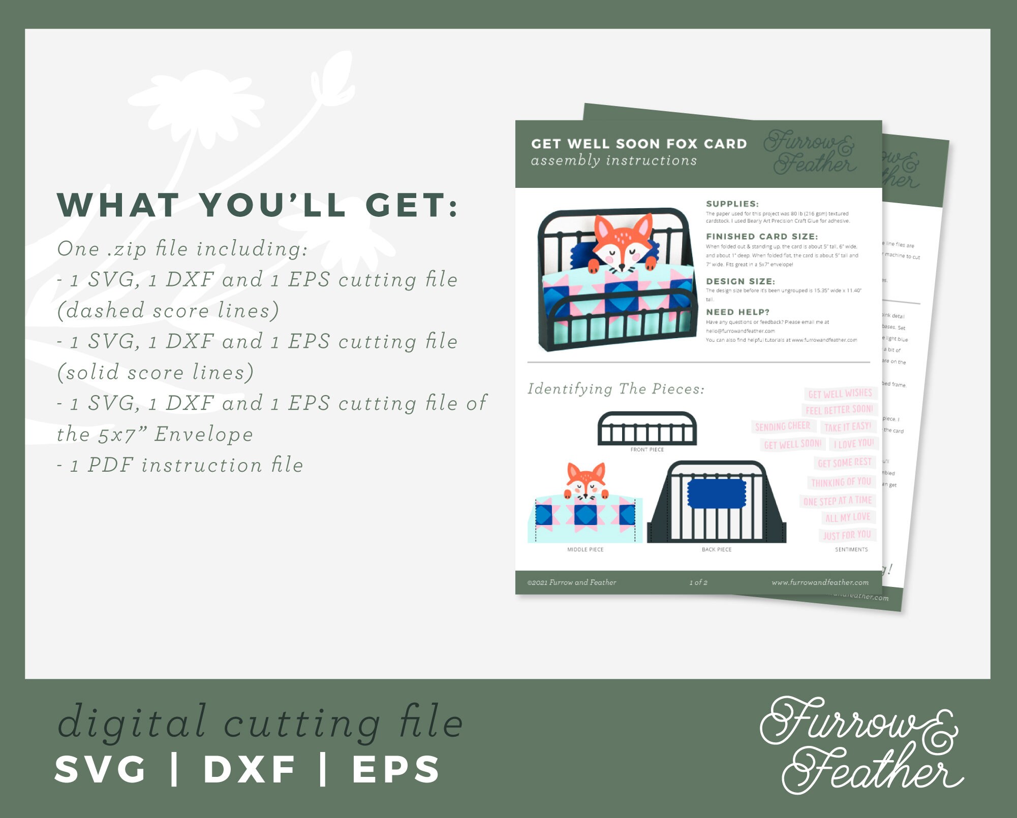 Get Well Soon Fox Box Card Template 3D Papercut SVG Card Cut | Etsy