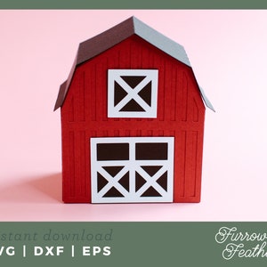 3D Barn Box Template | 3D Papercut SVG Box Cut File | Cricut Silhouette ...