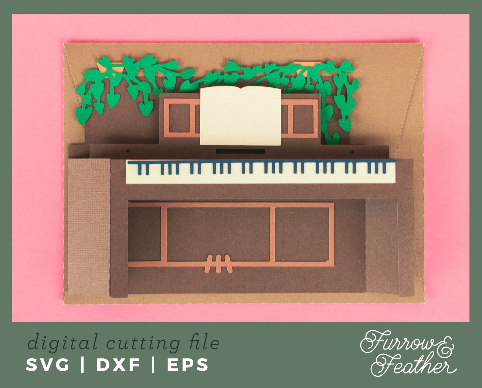 Piano Box Card Template 3D Papercut SVG Card Cut File - Etsy