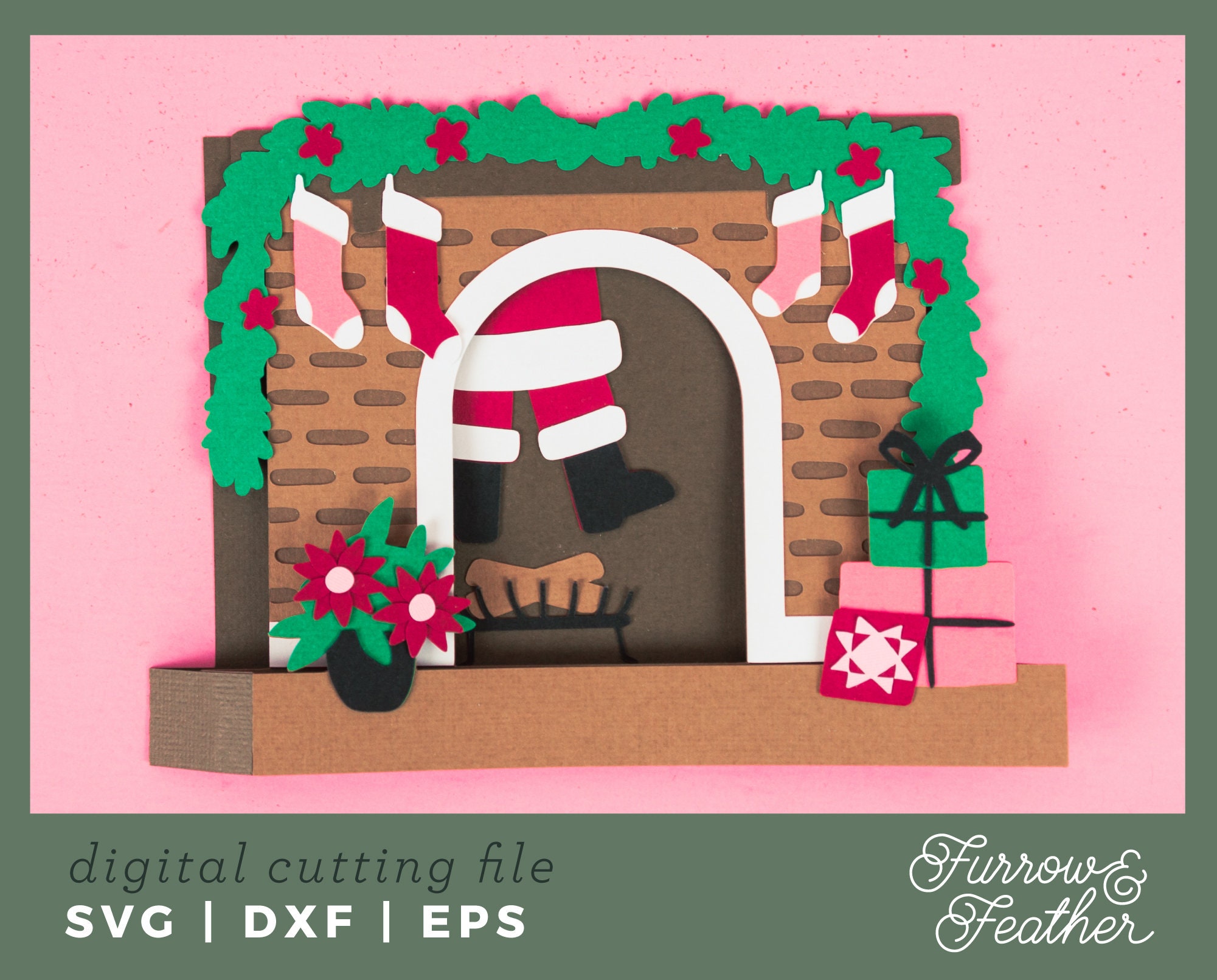 Santa in Chimney Pop up Card SVG: 3D Christmas Papercut (digital ...