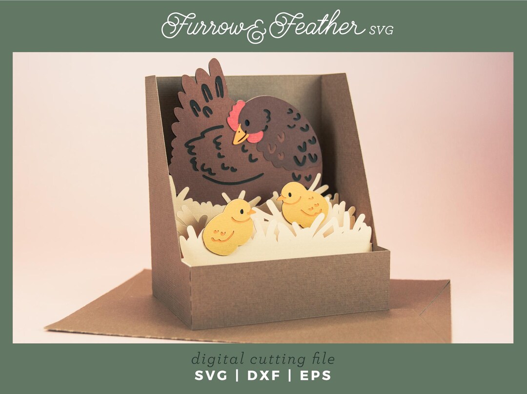 Chicken Nest Box Card | 3D Mother's Day Pop up Card SVG | Hen & Chicks ...