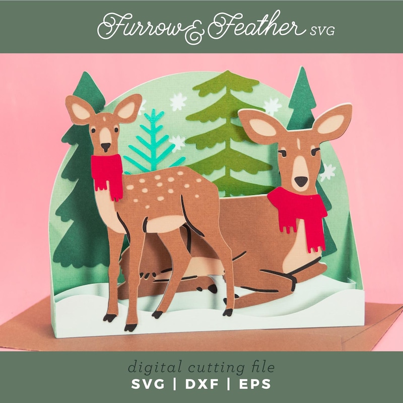 Deer Christmas Card - Etsy