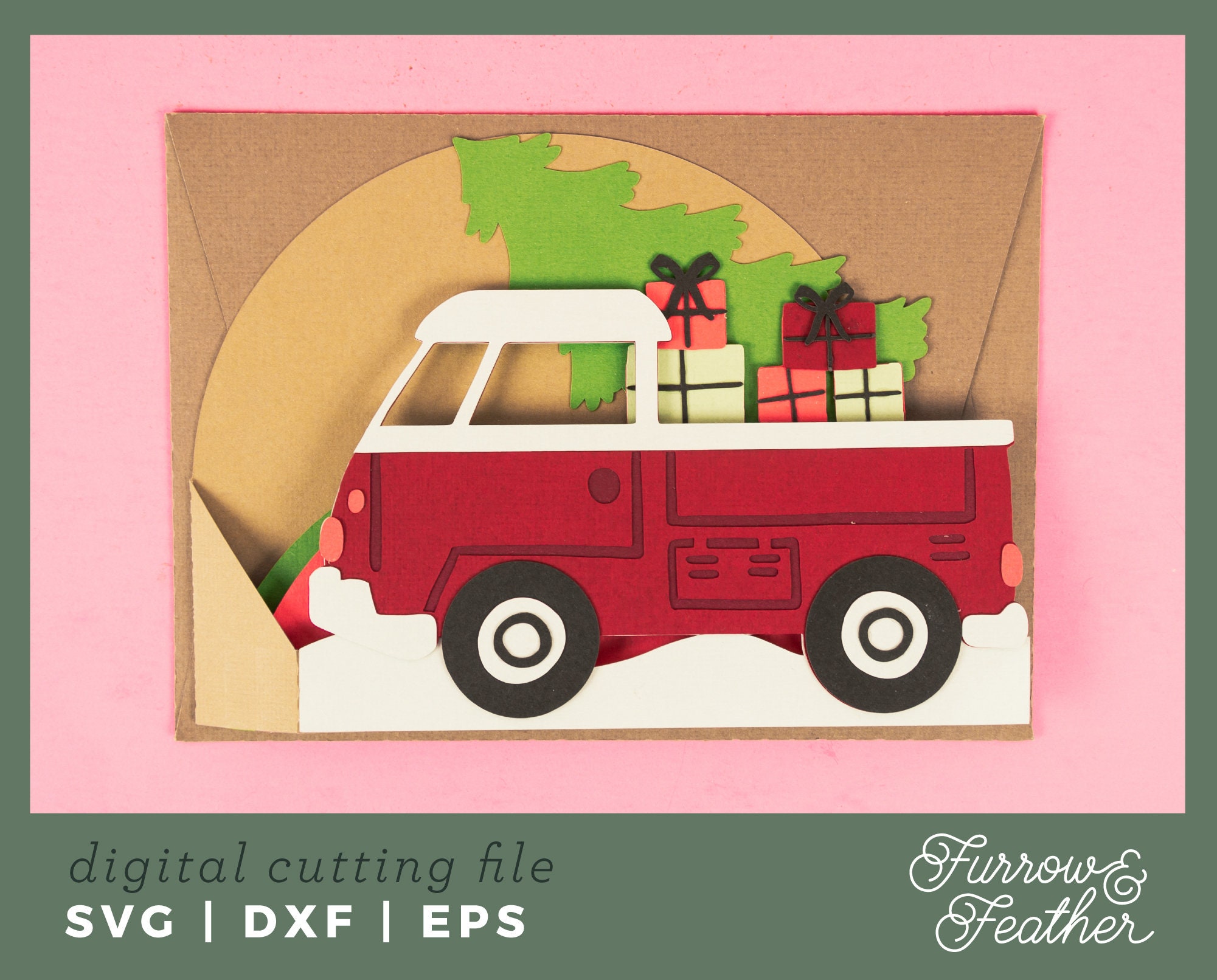 Christmas Truck Pop up Card SVG: 3D Papercut File (digital Download) - Etsy